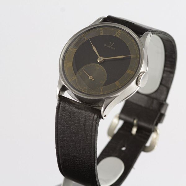 ORIGINAL VINTAGE MILITARY OMEGA STEEL WATCH HANDAUFZUG CAL 30T2 GILT ...