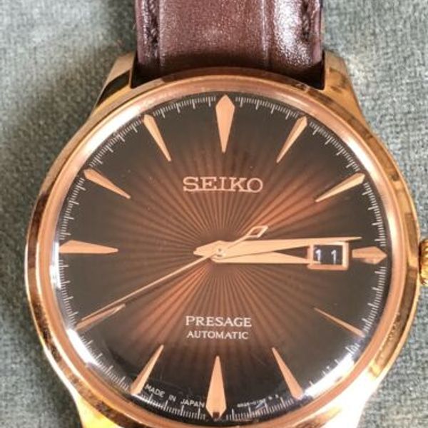 Seiko Presage Brown and Rose Gold Cocktail Dress Formal Watch 4R35B ...
