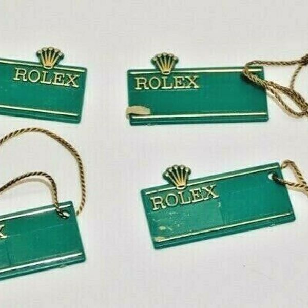4 NEW Vintage ROLEX GREEN PLASTIC WATCH HANG TAGS - WITH EXTENDED ROLEX ...