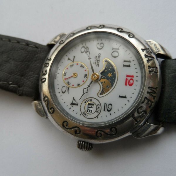 Vintage Orient Xernus Moon Phase Swiss Made Date Quartz Ladies Boys ...