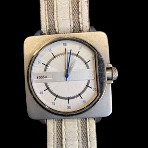 Fossil Square Watch Unisex Silver Stainless Steel Water Resistant NOT ...
