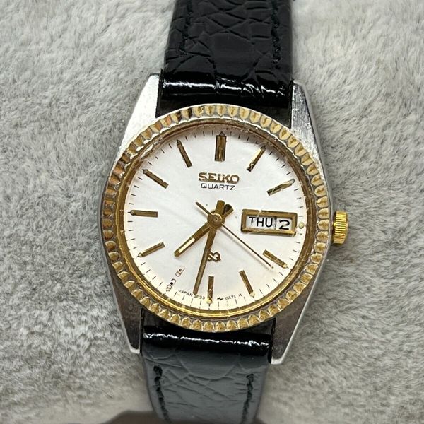 Vintage Ladies Seiko SQ 3E23-0A69 Two Tone Day Date Quartz Watch New ...