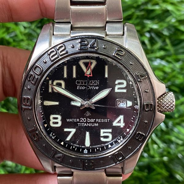 Rare Citizen Eco Drive T000045 Promaster GMT TItanium Solar Black Dial Watch Men | WatchCharts ...