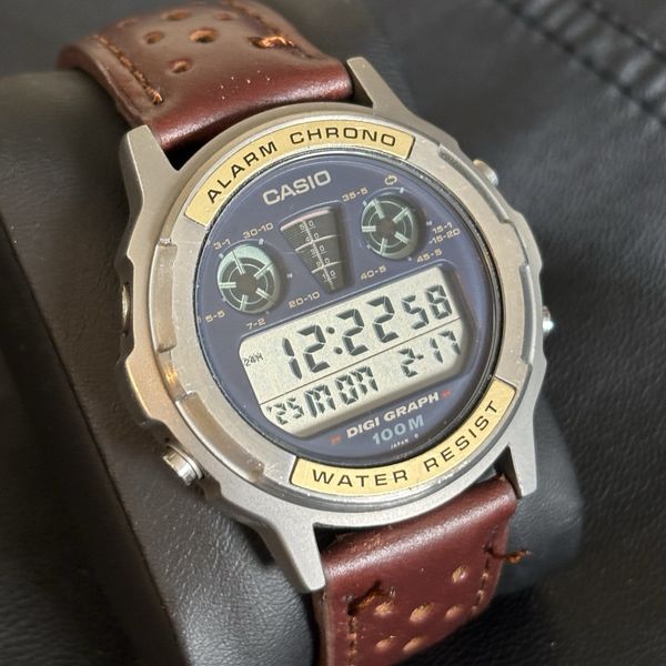 ULTRA RARE Casio dgw-300 Vintage Digital Retro Watch Blue And Gold ...