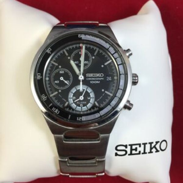 Auth SEIKO Chronograph 100M 7T62 0ax0 ALARM Date Quartz Men's Watch Excellent | WatchCharts ...