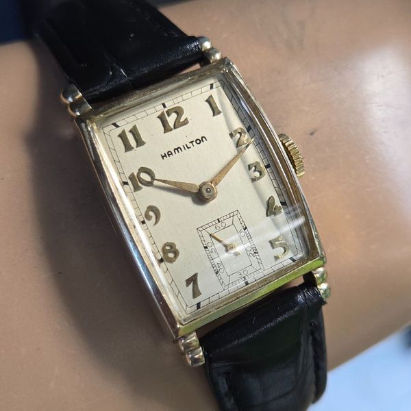 Vintage HAMILTON men's manual wind watch Cal.980 17Jewels 10K GF U.S.A ...