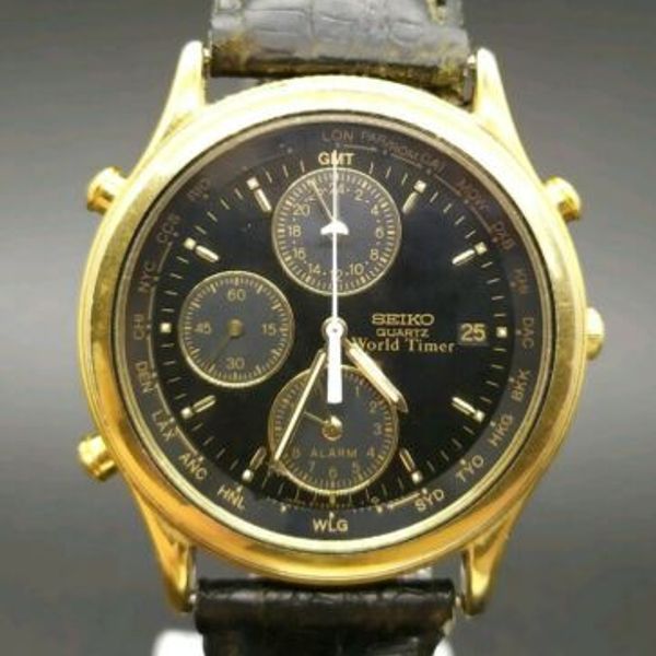 Vintage Seiko World Timer 5T52-6A39 Men's Quartz Watch | WatchCharts ...