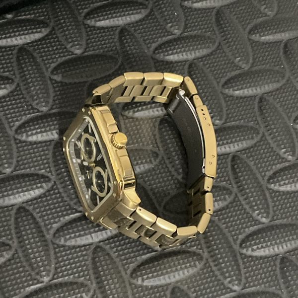 Fossil Men's Gold Square Chronograph Analog Watch Black Dial Stainless ...