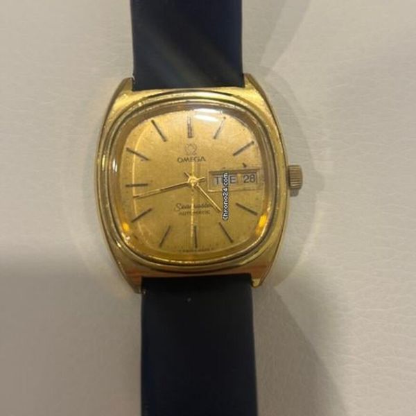 OMEGA SEAMASTER Automatic 166.0213 Cal 1020 Gold-Plated, Blue leather ...
