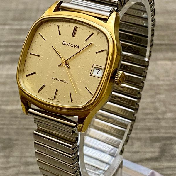 BULOVA rare TV shape vintage watch 33mm gold plated case N9 Automatic ...