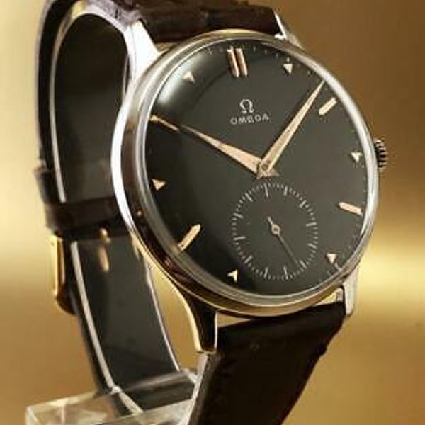 VINTAGE & BIG OMEGA - BLACK DIAL HAND WINDING 1950 GREAT CONDITION ...