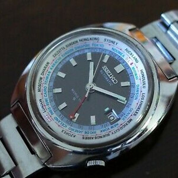Vintage mens Seiko World Time 6117-6400 all original gray dial hard to ...