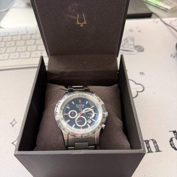 Bulova Marine Star Chronograph Men's Watch Stainless Steel Blue Dial ...