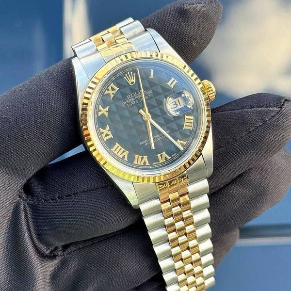 Extremely rare Rolex Datejust 36mm 16233 Black Pyramid Roman Dial | WatchCharts Marketplace