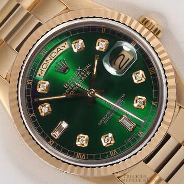 Rolex Day-Date President Solid 18k Gold 18038 Watch-Baguette Diamond ...
