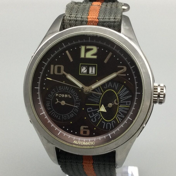 Fossil Automatic Watch Men 45mm Brown ME-1031 Broken For Parts or ...