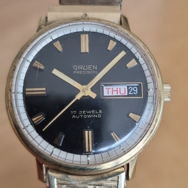 VERY RARE VINTAGE GRUEN PRECISION AUTOMATIC DAY-DATE MENS WRISTWATCH ...