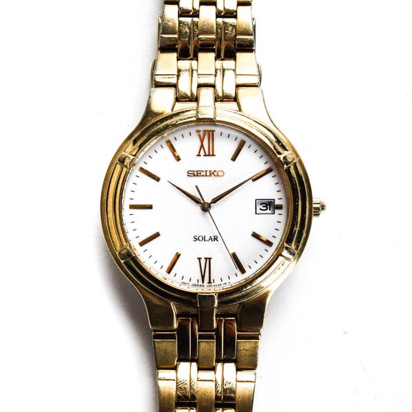 Seiko Womens Gold Tone Stainless Steel Solar Quartz Watch 28mm ...
