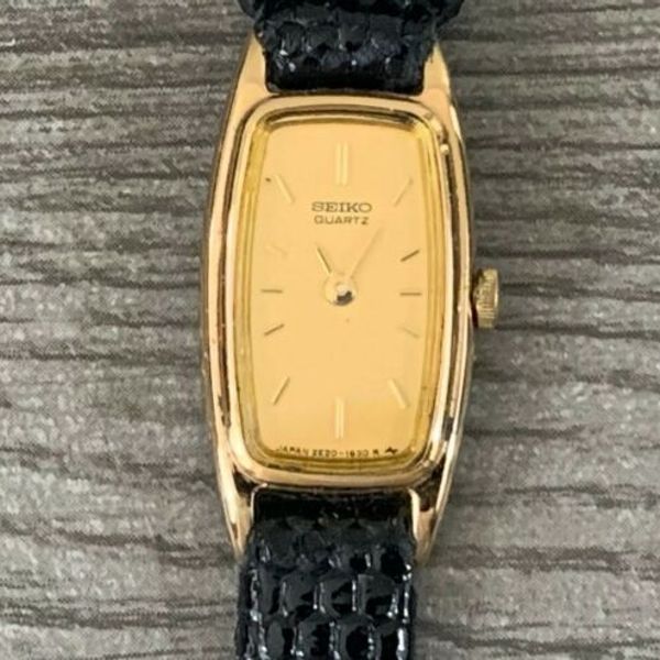 New NOS Vintage Seiko 2E20-6300 Womens Gold Tone Quartz Watch Leather Band | WatchCharts Marketplace