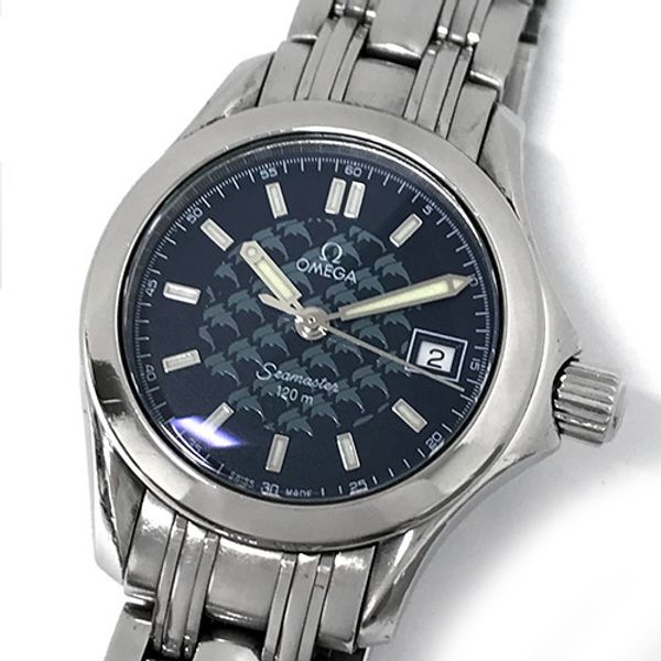 Omega Seamaster Jacques Mayol 2002 Ladies OMEGA Navy Dial Dolphin ...