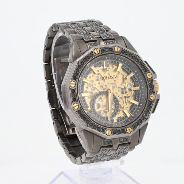 Bulova Octava Crystal Accent Gray Dial Automatic Stainless Steel Men's ...
