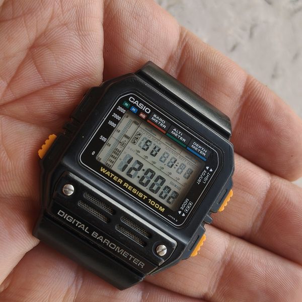 80s RARE CASIO BM-100WJ BAROMETER VINTAGE DIGITAL QUARTZ WATCH WATCHES ...
