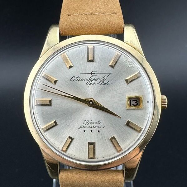 Vintage Citizen Super Jet Auto Dater Men's Automatic Date 14K GF 37mm ...