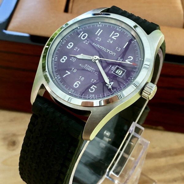 Hamilton H705450 Men's Khaki Purple Dial Black PVD Automatic used Watch ...