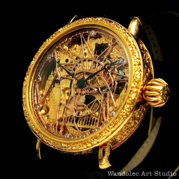 Vintage Mens Wristwatch Gold Skeleton Men's Wrist Watch Swiss Longines ...