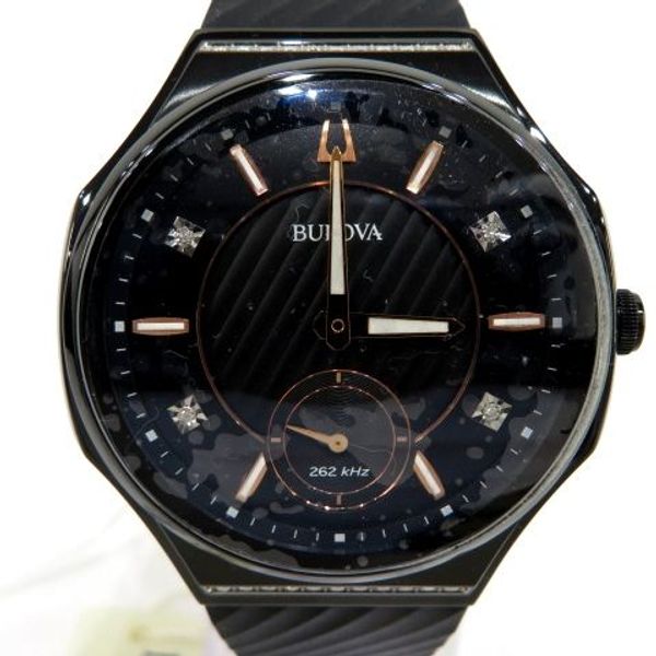 BULOVA Bulova CURV curve 98R240 quartz watch ladies black ※ used beauty ...