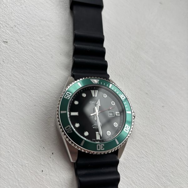 Casio Duro MDV-106-1AV Green Bezel Black Dial | WatchCharts Marketplace