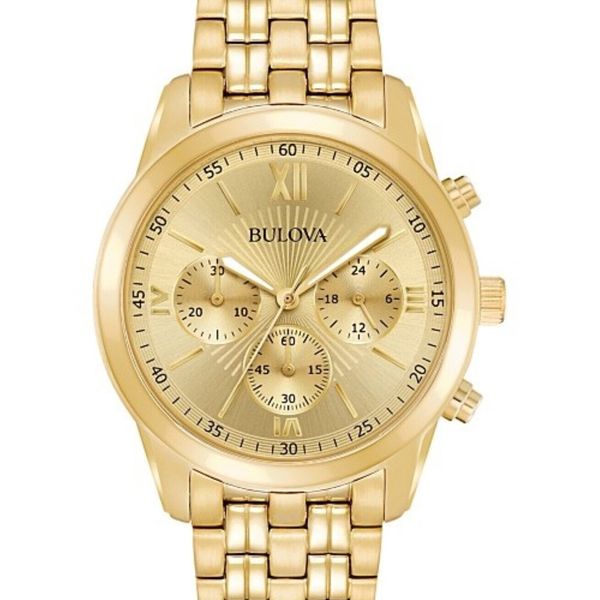 Bulova Men's Classic Quartz Chronograph Gold Stainless Steel Watch 40MM ...