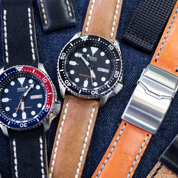 FS: Strapcode MiLTAT diver clasp type leather band & black 3D nylon ...