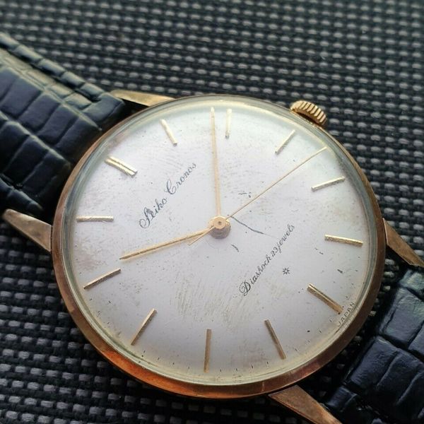 Seiko Cronos 14K Gold Filled 15001A Mens Manual Winding Japan Watch ...