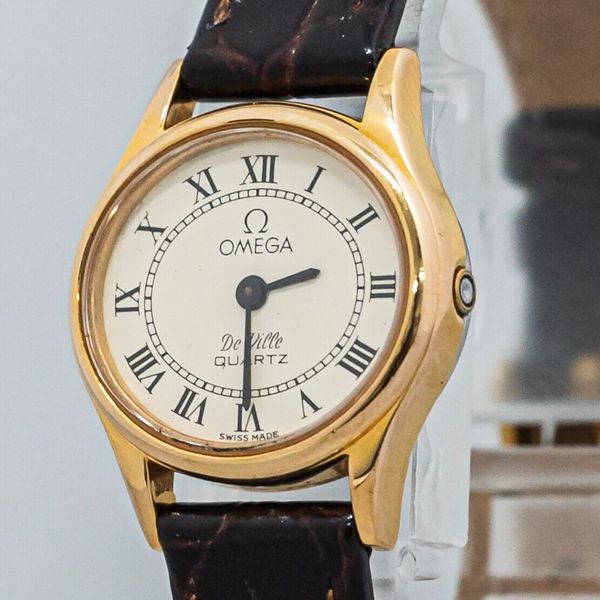 *NEAR MINT* Vintage OMEGA De Ville Cal.1353 Quartz White Roman Dial ...