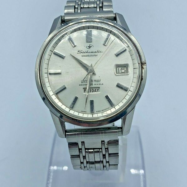 SEIKO SEIKOMATIC WEEKDATER 6206-8990 Day-Date Automatic White Dial ...