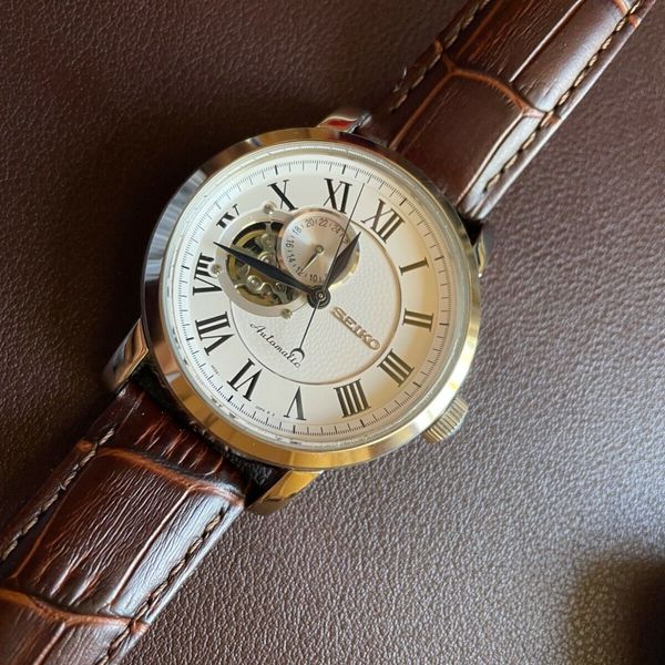Seiko Automatic Silver Open Heart Dial Men's Watch SSA231 + new ...