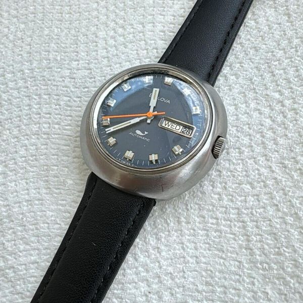 1970 Vintage Mens SS Bulova Sea King Whale Golden Clipper, RUNS GR8T ...