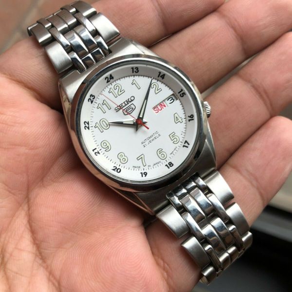 Seiko 5 SNK579 Silver Stunning Sunburst Dial Vintage Automatic Full ...