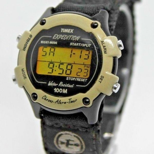 Vintage 90s Timex Expedition Chrono Alarm Timer Watch Indiglo, Quick ...