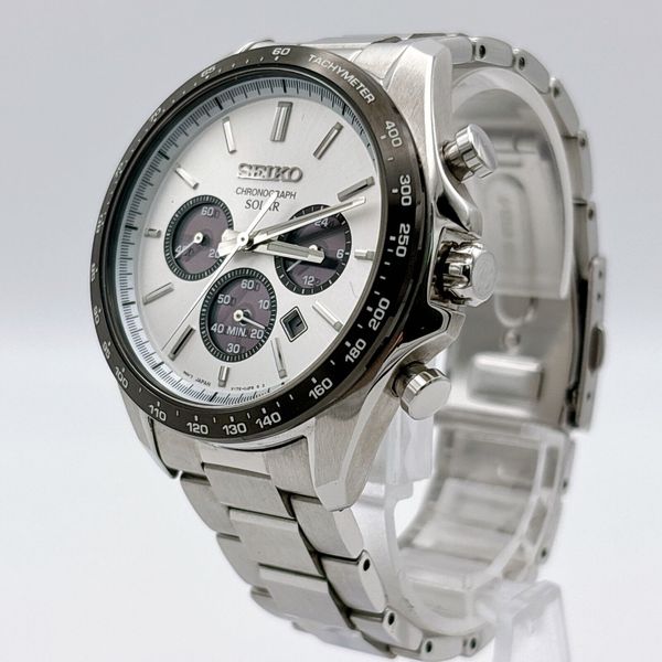 SEIKO SBPY165 SELECTION Panda Solar Chronograph Men's Watch White Face ...
