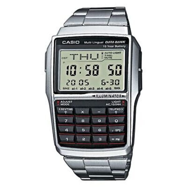 Casio Watch Vintage Data Bank Calculator Black Silver DBC-32D-1ADF ...
