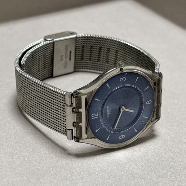 Skin Swatch Blue Dial Swiss Watch Metal band New Battery | WatchCharts ...