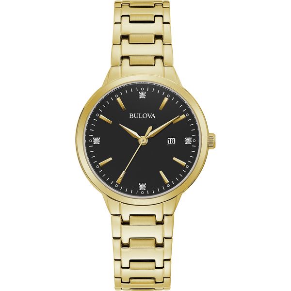 Bulova Women's Quartz Diamond Markers Gold Date Watch Perfume Set 32 ...
