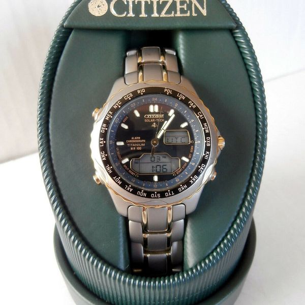 Citizen Solar Tech Watch C605-Q00567 Titanium WR 100 Analog Digital ...