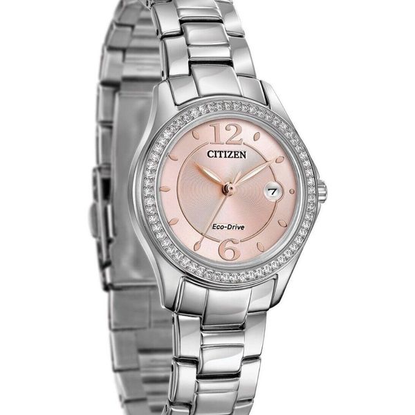 NEW Women's Citizen Eco-Drive Silhouette Crystal Watch Pink With Date ...