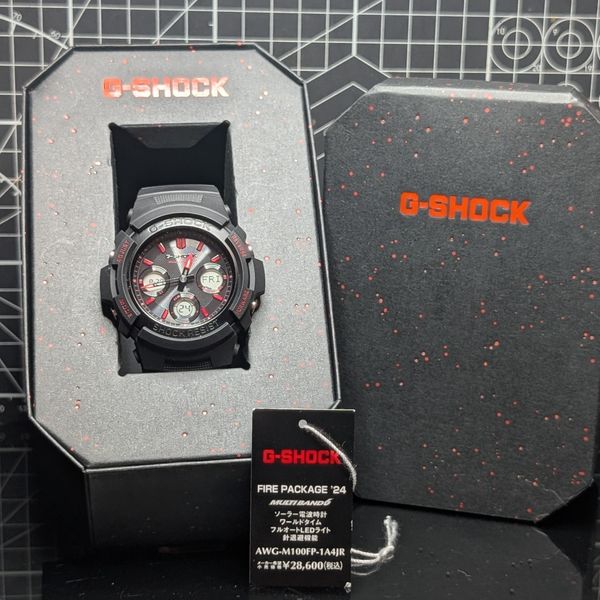 Casio G-Shock AWG-M100 Solar Multiband Analogue Digital Black Red AWG ...