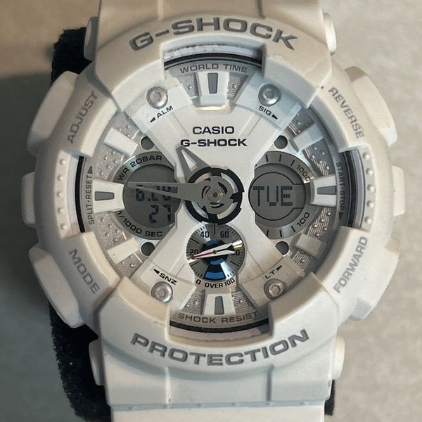 CASIO "G-Shock" #5299 GA-120A White Men's ANALOG-DIGITAL Watch Working ...