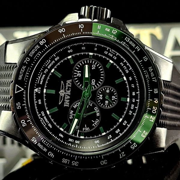 New Invicta Men 50mm PILOT AVIATOR Multifunction Quartz Green Stainless ...