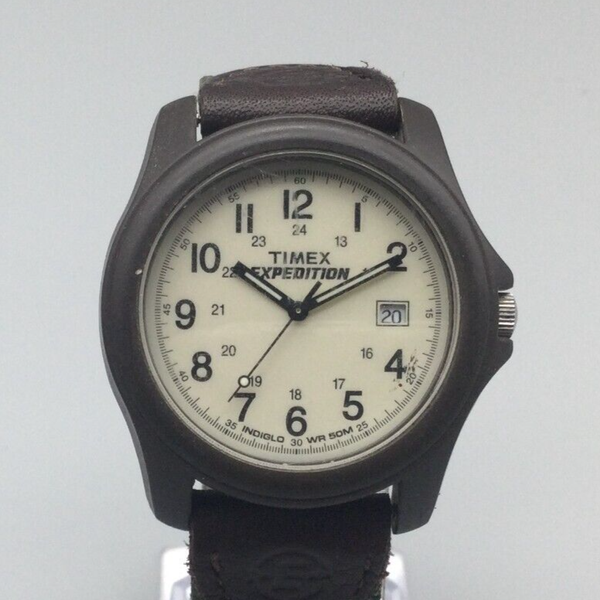 Timex Expedition Camper Watch Men 40mm Brown Date Indiglo Green Band ...